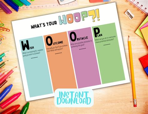 Woop Goals Worksheet Social Emotional Learning Pdf Etsy
