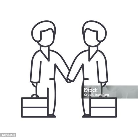 파트너십 협력 아이콘 선형 절연 일러스트레이션 씬 라인 벡터 웹 디자인 사인 흰색 배경에 편집 가능한 스트로크가 있는 개요 개념 기호 개념에 대한 스톡 벡터 아트 및 기타