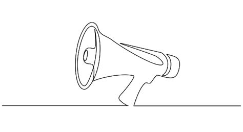 하나의 연속 선 도면에 공용 혼 스피커 간단한 선형 스타일로 마케팅 프로모션의 메가 폰 기호 관심 고용 및 채용 제안을위한 비즈니스 개념 낙서 벡터 일러스트레이션 한붓