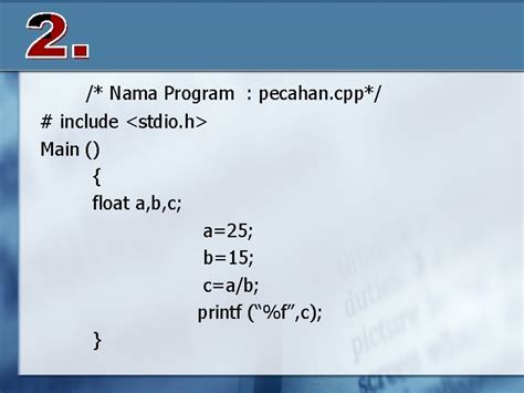 Contoh Program Dengan Tipe Data Integer Nama Program