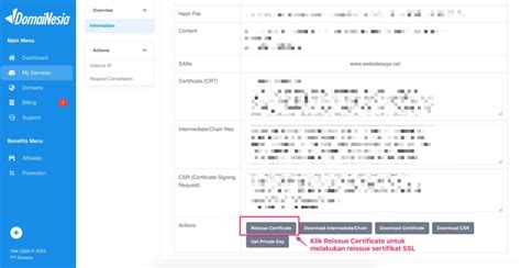Cara Melakukan Reissue Ssl Domainesia Domainesia
