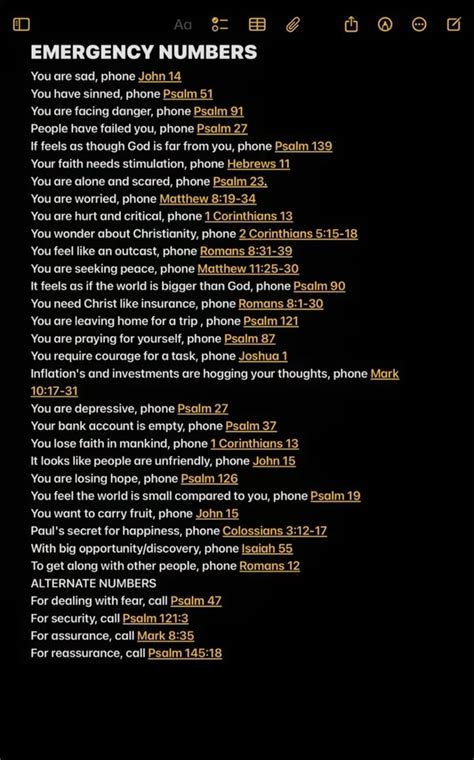 Bible Emergency Numbers In 2025 Bible Verses Kjv Christian Bible