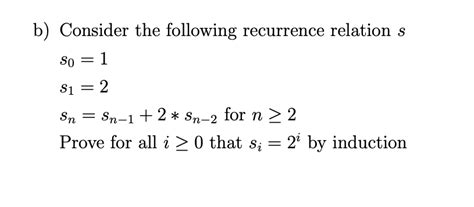 solved b consider the following recurrence relation s