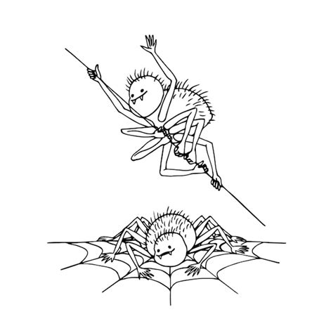 Premium Vector Cute Funny Spiders Sitting On A Spider Trap The Symbol Of The Halloween Holiday