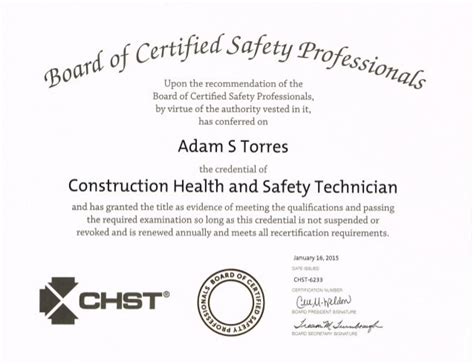 Bcsp Chst 3233 Construciton Health And Safety Technician Certific…
