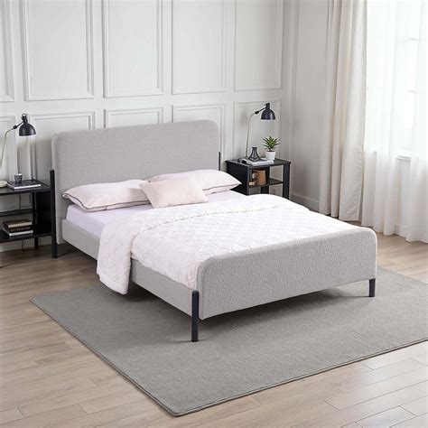 Thetford Light Grey Boucle Fabric Bed Frame