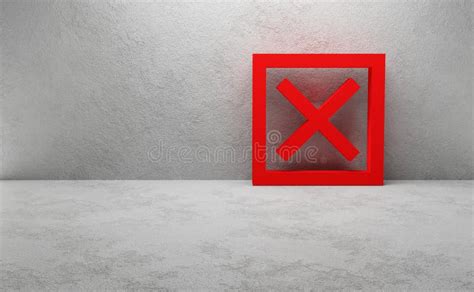 Red Check Mark Or Tick Box On A Concrete Wall Stock Illustration