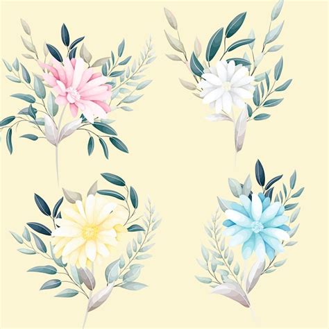 Premium Vector Hand Drawn Aster Flowers Wreath Bouquet