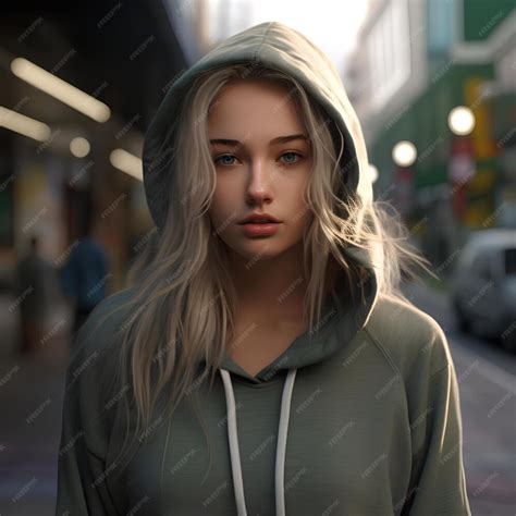 Premium Photo A Photography Of A Girl Wearing A Hoodie