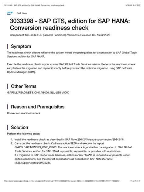Sap Gts Edition For Sap Hana Conversion Readiness Check Pdf