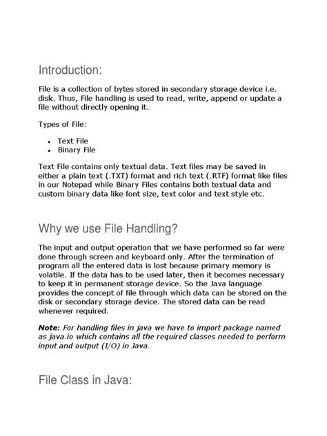 File Handling In Java Methods Of File Class Pdf Computer File