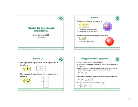 energy stored in capacitors lecture slides phy 184 docsity