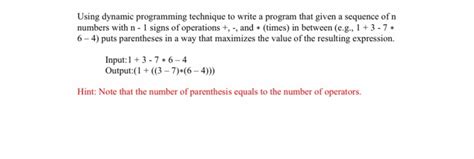 Solved Using Dynamic Programming Technique To Write A