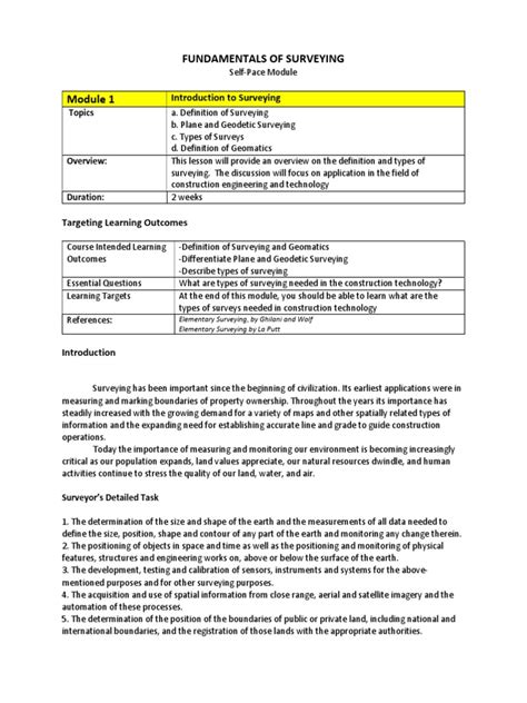 module 1 introduction to surveying pdf surveying geomatics
