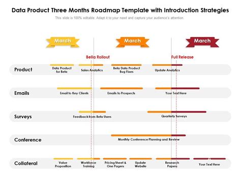 Data Product Three Months Roadmap Template With Introduction Strategies
