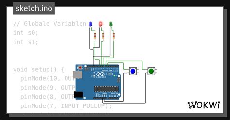 3led´s 2 taster wokwi esp32 stm32 arduino simulator