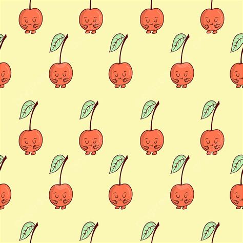 Cute Cherry Seamless Pattern Vector Illustration Vector Cherry Png And Vector With