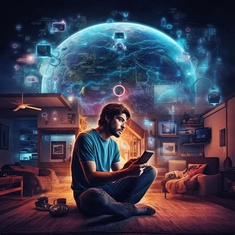 Premium Photo Man Controlling Home Remotely
