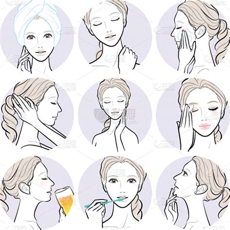 女人 绘画插图 化妆用品 面部表情 人的脸部 半身像 日本 抗衰老 人