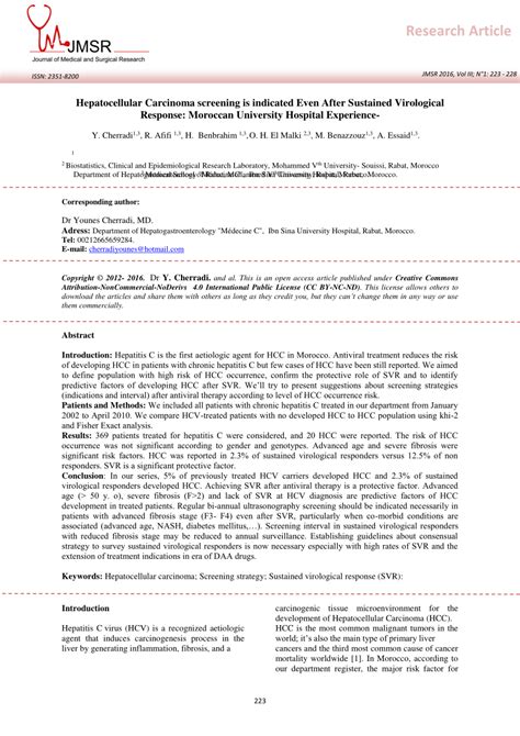 Pdf Hepatocellular Carcinoma Screening Is Indicated Even After Sustained Virological Response