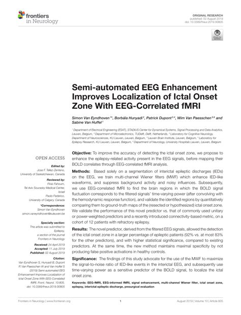 Pdf Semi Automated Eeg Enhancement Improves Localization Of Ictal Onset Zone With Eeg