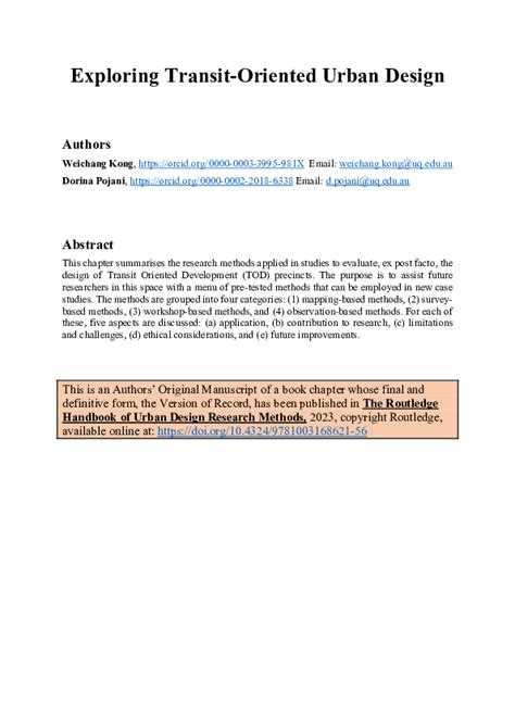 Pdf Exploring Transit Oriented Urban Design