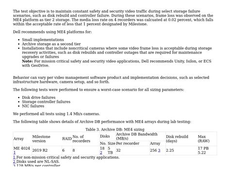 Powervault Me4 Archive Db Sizing Guide—dell Storage With Milestone Xprotect Corporate Dell