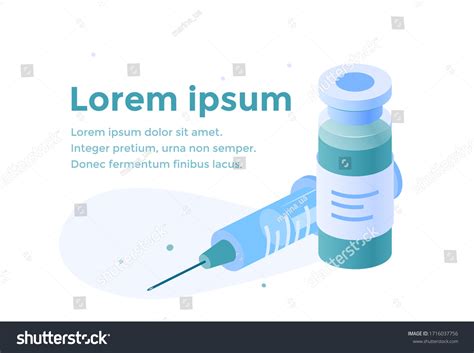Isometric Vaccine Concept Syringe Vial Vector เวกเตอร์สต็อก ปลอดค่าลิขสิทธิ์ 1716037756