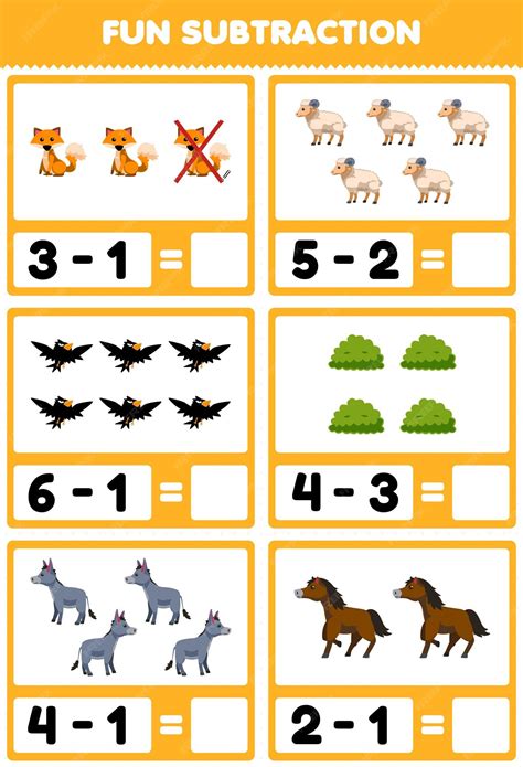 Образовательная игра для детей веселое вычитание путем подсчета и исключения милого мультфильма