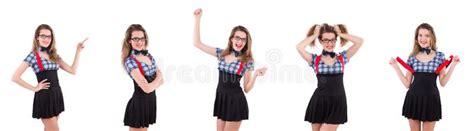 Das Schulm Dchen Lokalisiert Auf Dem Wei Stockbild Bild Von Getrennt Montage