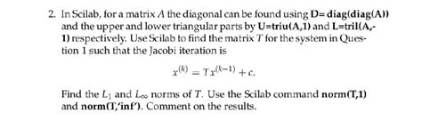 2 In Scilab For A Matrix A The Diagonal Can Be