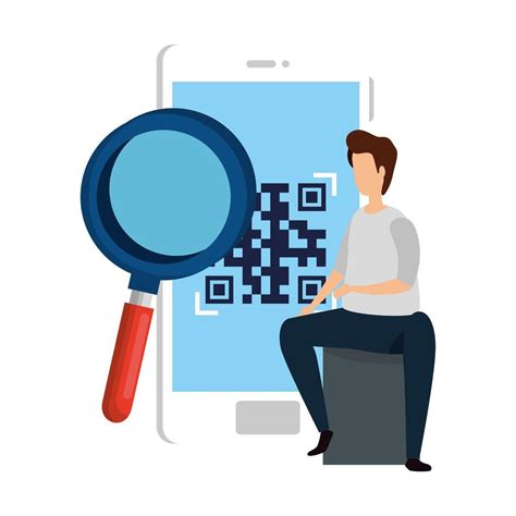 man and smartphone device with scan code qr 1908206 vector art at vecteezy