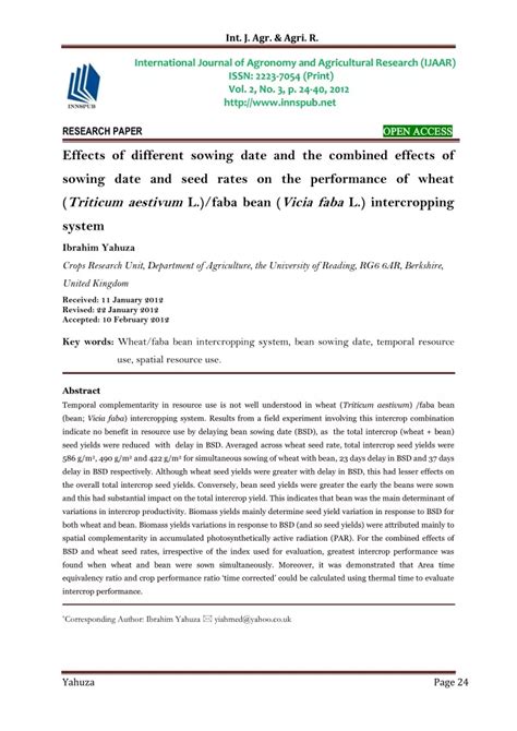Ppt Effects Of Different Sowing Date And The Combined Effects Of Sowing Date And Seed Rates On