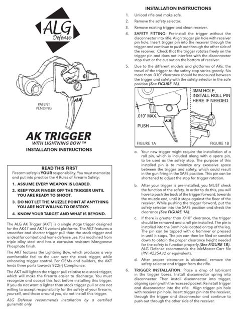 Alg Akt Instructions Pdf Trigger Firearms Firearms