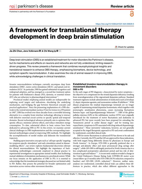 Pdf A Framework For Translational Therapy Development In Deep Brain