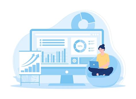 Premium Vector A Woman Analyzes An Improvement Graph Trending Concept