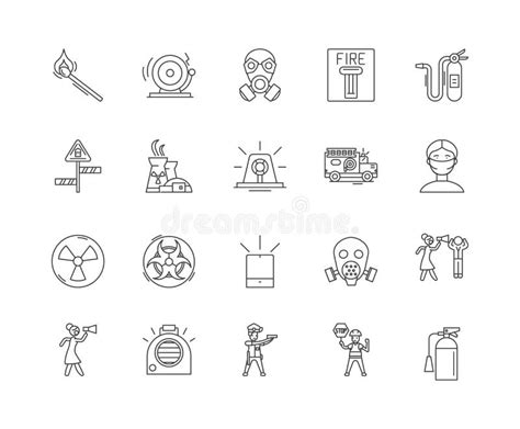 Alarms Ystem Line Icons Signs Vector Set Outline Illustration Concept Stock Vector