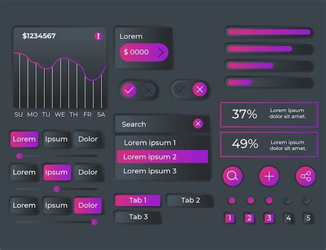 Collection d éléments de kit d interface utilisateur dégradé Vecteur Gratuite