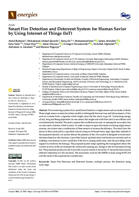 Pdf Iot Based Smart Fire Detection System