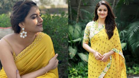 Keerthy Suresh Rejuvenates Her Summer Vibes In A Yellow Saree Fans Love It
