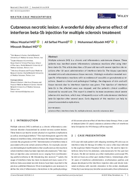 Pdf Cutaneous Necrotic Lesion A Wonderful Delay Adverse Effect Of