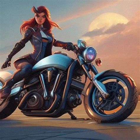 Female Biker Chopper Motorcycle Free Ai Art Generator