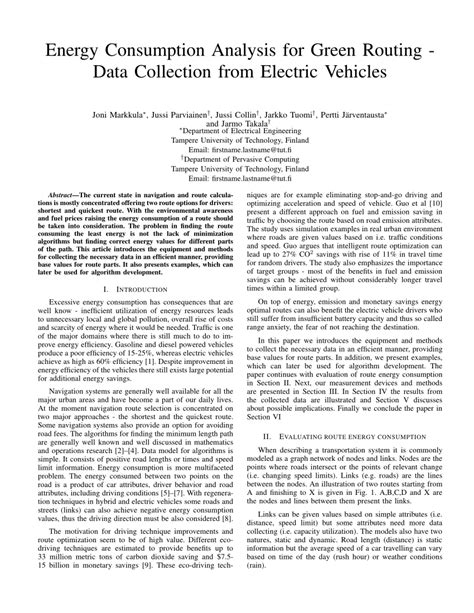 PDF Energy Consumption Analysis For Green Routing Data Collection From Electric Vehicles