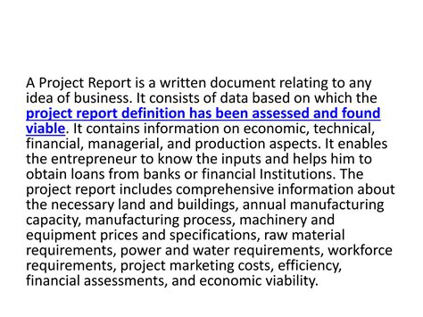 project report definition ppt