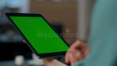 Woman Hands Zoom Out Green Screen Device Closeup. Manager Touching Mockup Tablet Stock Footage ...