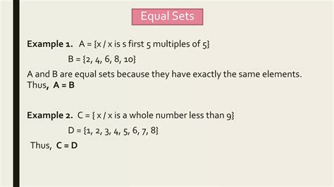 identifying universal equal and equivalent sets pptx