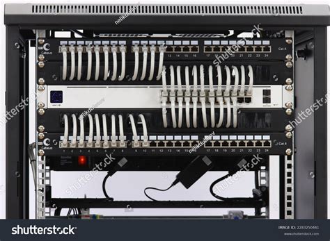 Telecommunication Rack Organization Ethernet Connection Data Stock
