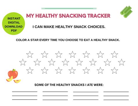 Picky Eater Printable Reward Chart Healthy Snacking Choices Tracker For