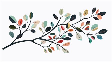 Creative Exotic Plant Twig Tree Branch Illustration Premium Ai