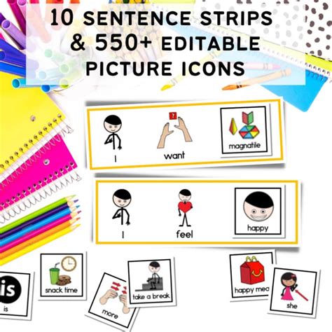 Visual Schedules For Autism Sentence Strips And Visual Picture Icons For Aac